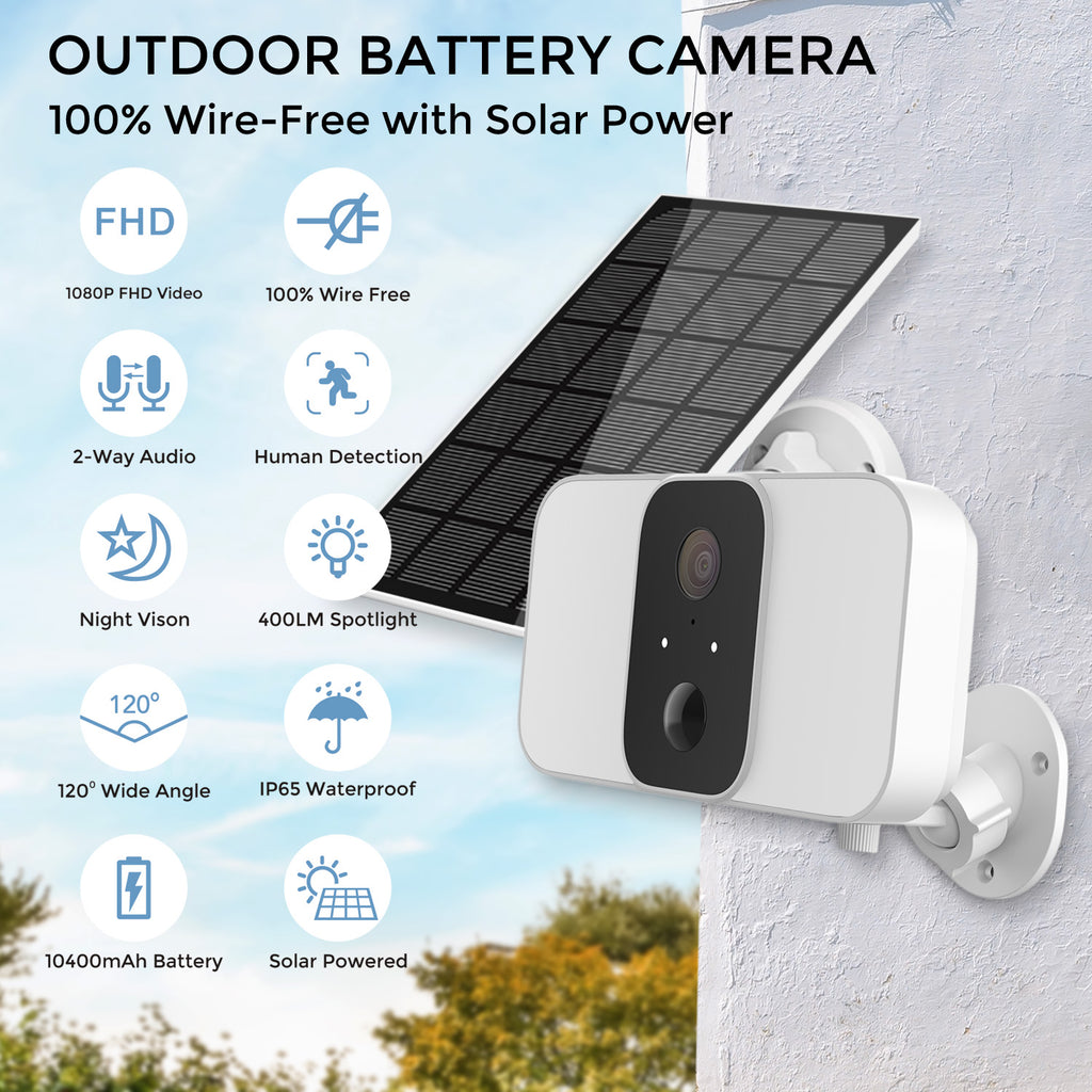 Smart Spotlight Battery Camera with Solar Power - SC-BIPC-1008 – SONICGRACE